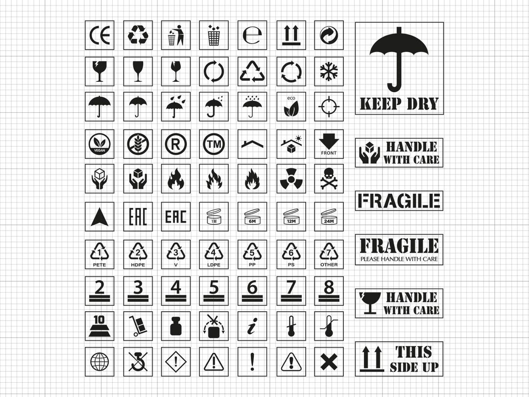 Packaging Symbols Svg Png Pdf Ai Dxf File Download - Etsy