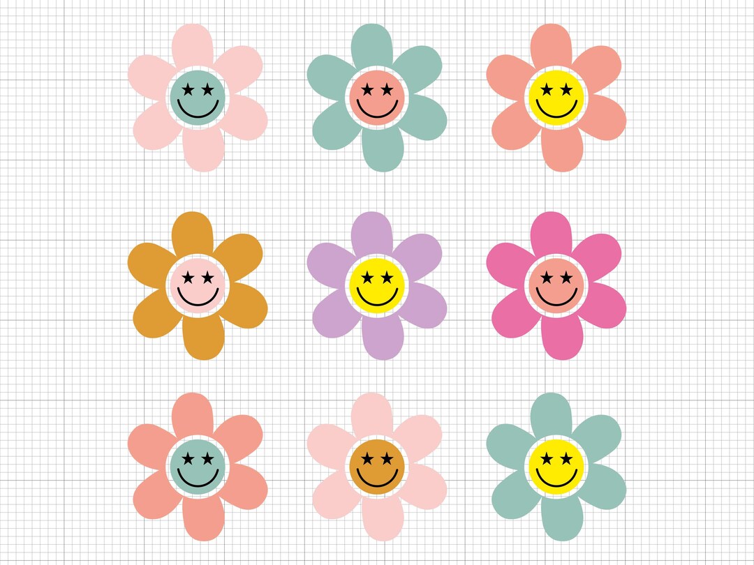 Flower Svg, Daisy Svg, Daisy Flower Svg, Smiley Face Svg, Instant ...