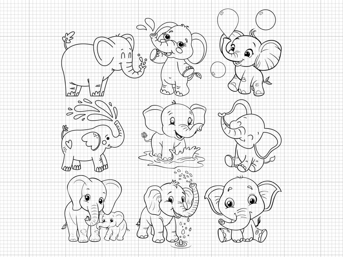 Baby Elephant Svg Png Pdf Ai Dxf File Download - Etsy