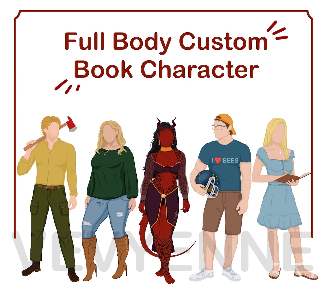 Full Body Custom Book Character, Book Merch, Book Journal, Booktok ...