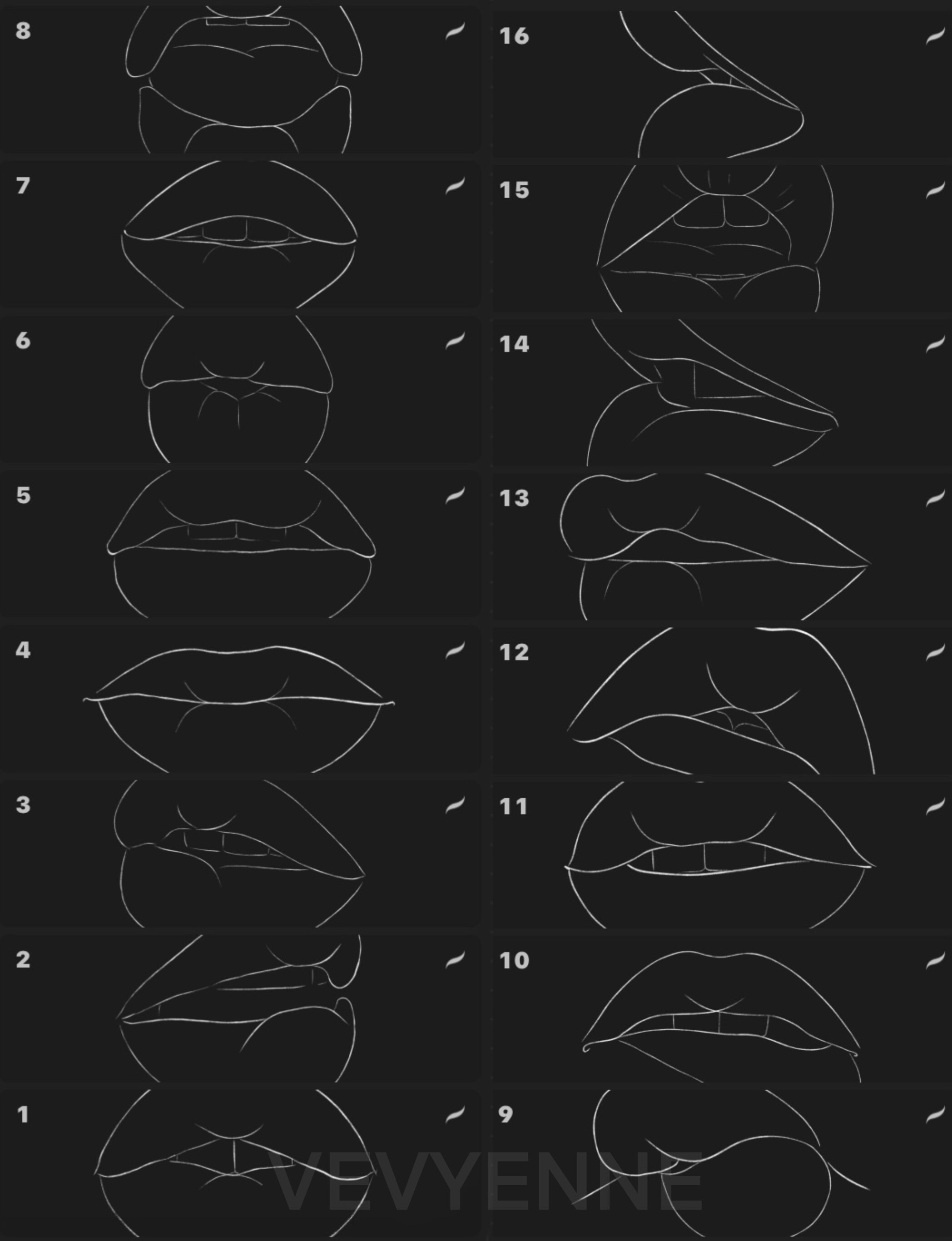 16 Lip Stamps for Procreate, Basic Stamp-set for Portrait and Lips, Digital Download - Etsy