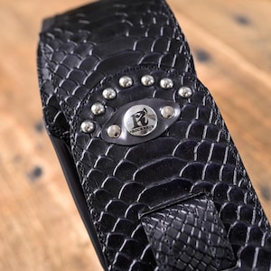 Black Python Print Leather Guitar Strap – Handmade in Italy - Etsy