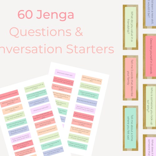 Jenga Conversation Starter Cards Mega Pack Social - Etsy