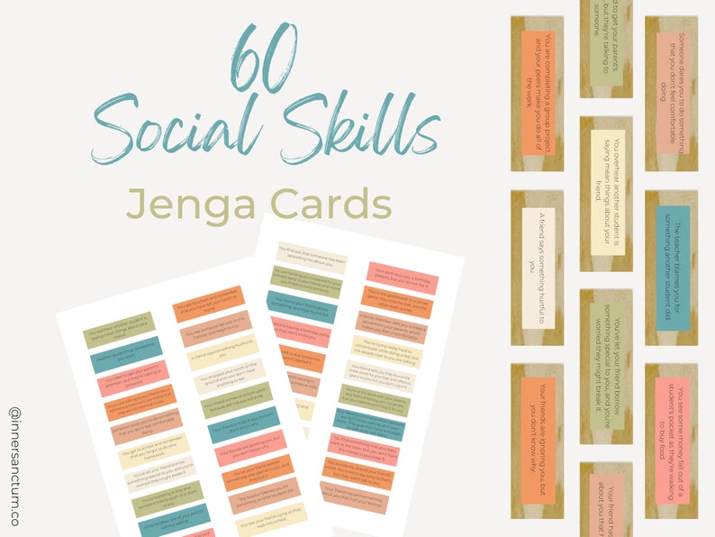 Jenga Social Skills Situation Cards Jenga Questions, Social Psychology ...