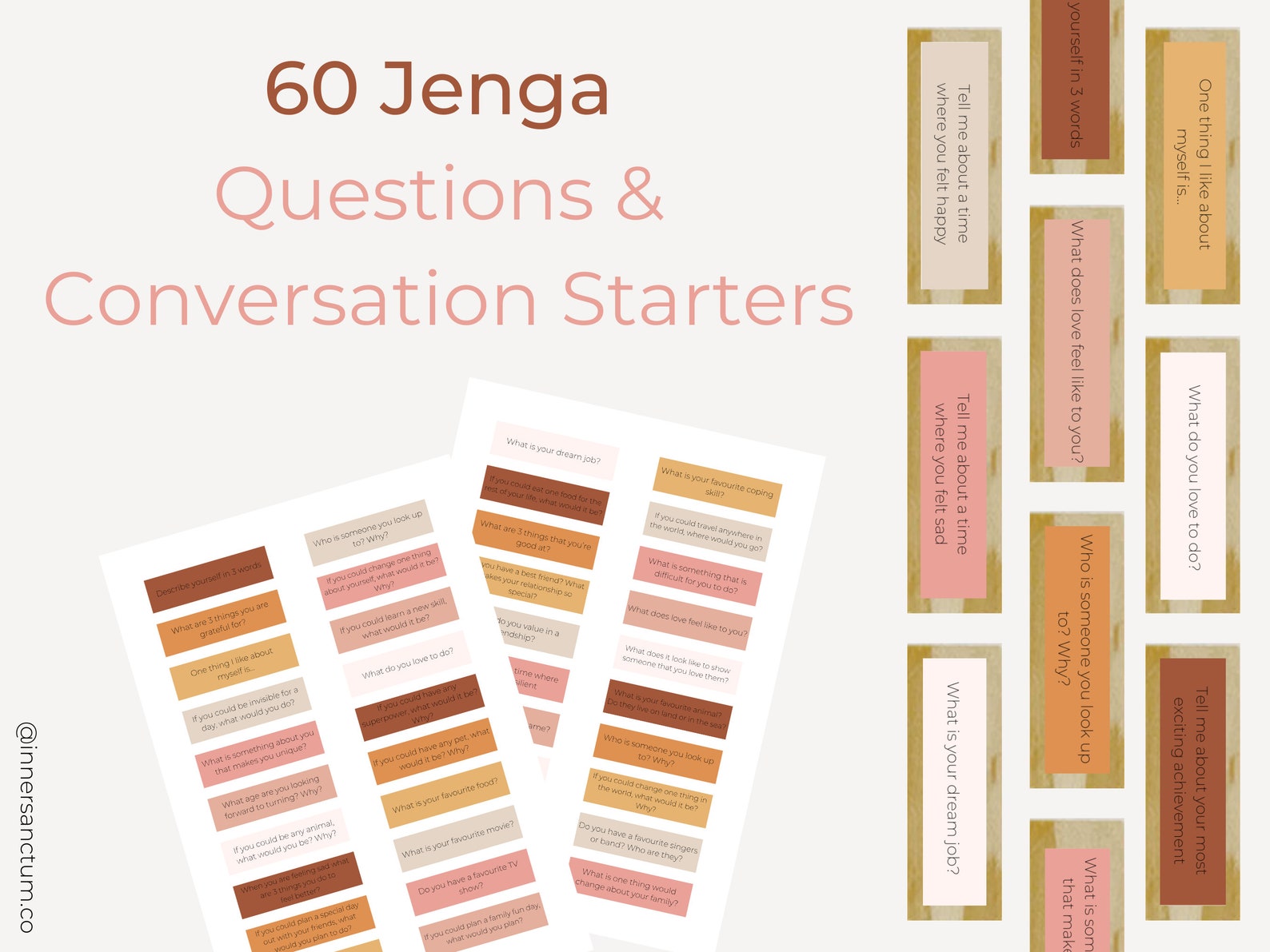 Jenga Questions & Conversation Starter Cards Social - Etsy