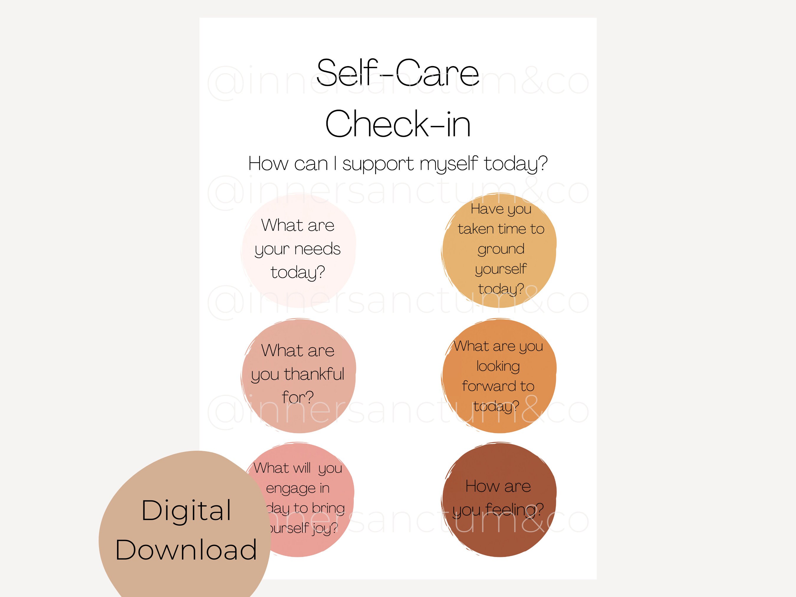 Self Care Check-in Social Worker, Therapy Office Decor, Self Care ...