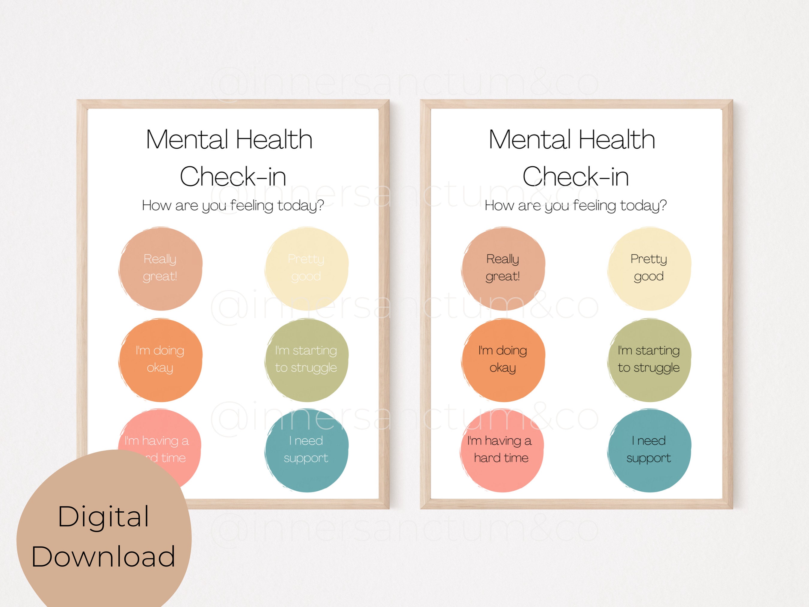 Mental Health Check-in Social Worker, Therapy Office Decor, Self Care ...