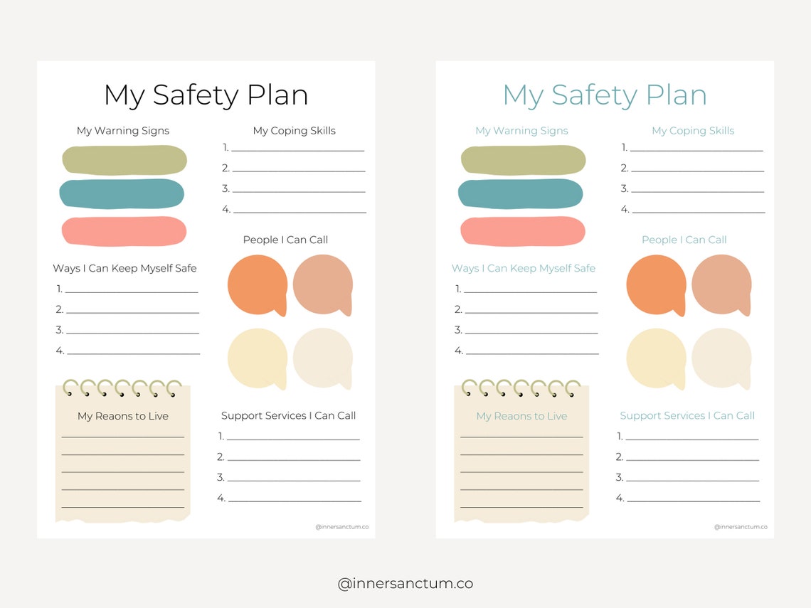 Printable Safety Crisis Plan Worksheet Therapy Aid School - Etsy