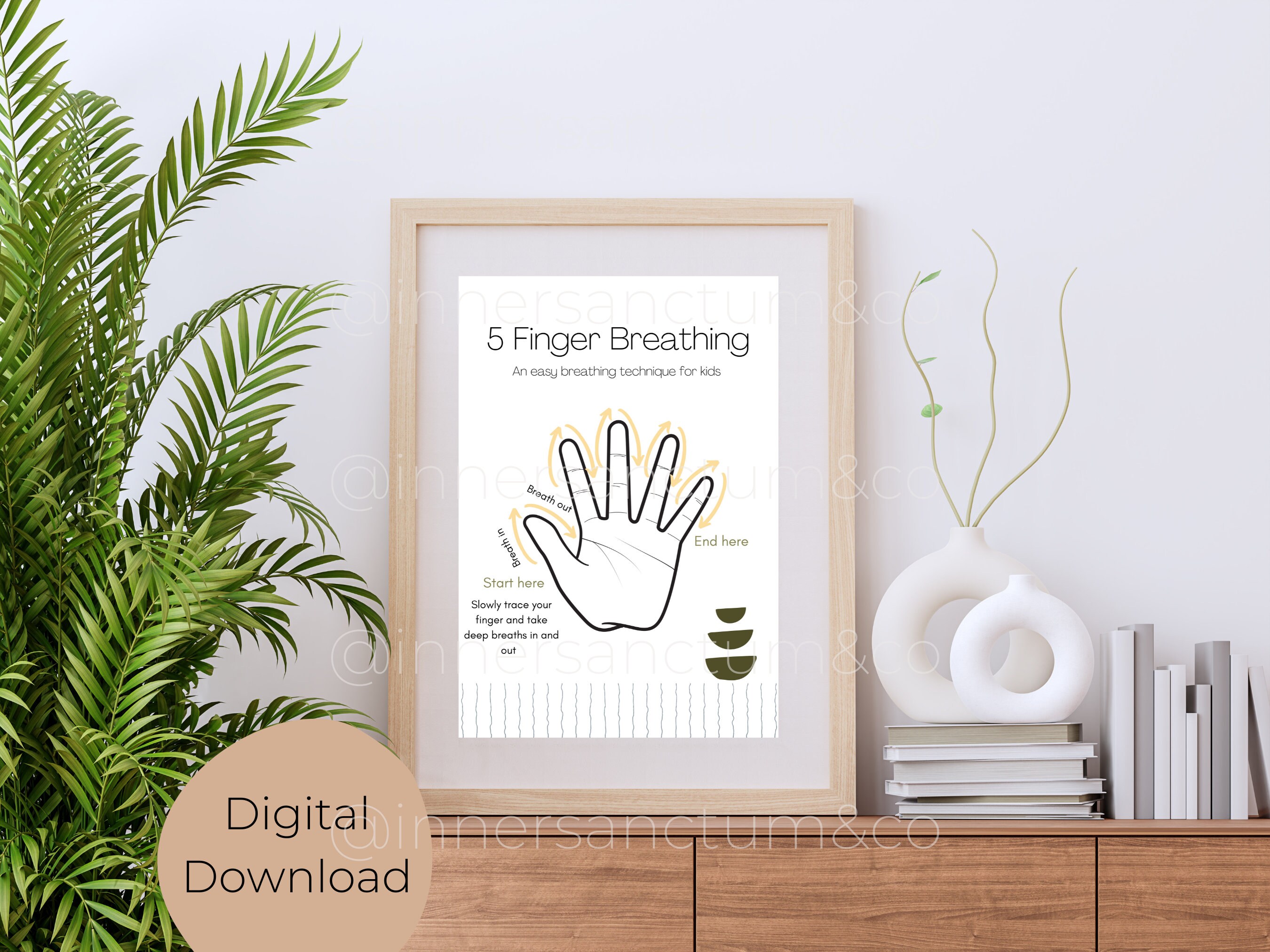 5 Finger Breathing Exercise Social Worker, Therapy Office Decor, Self ...