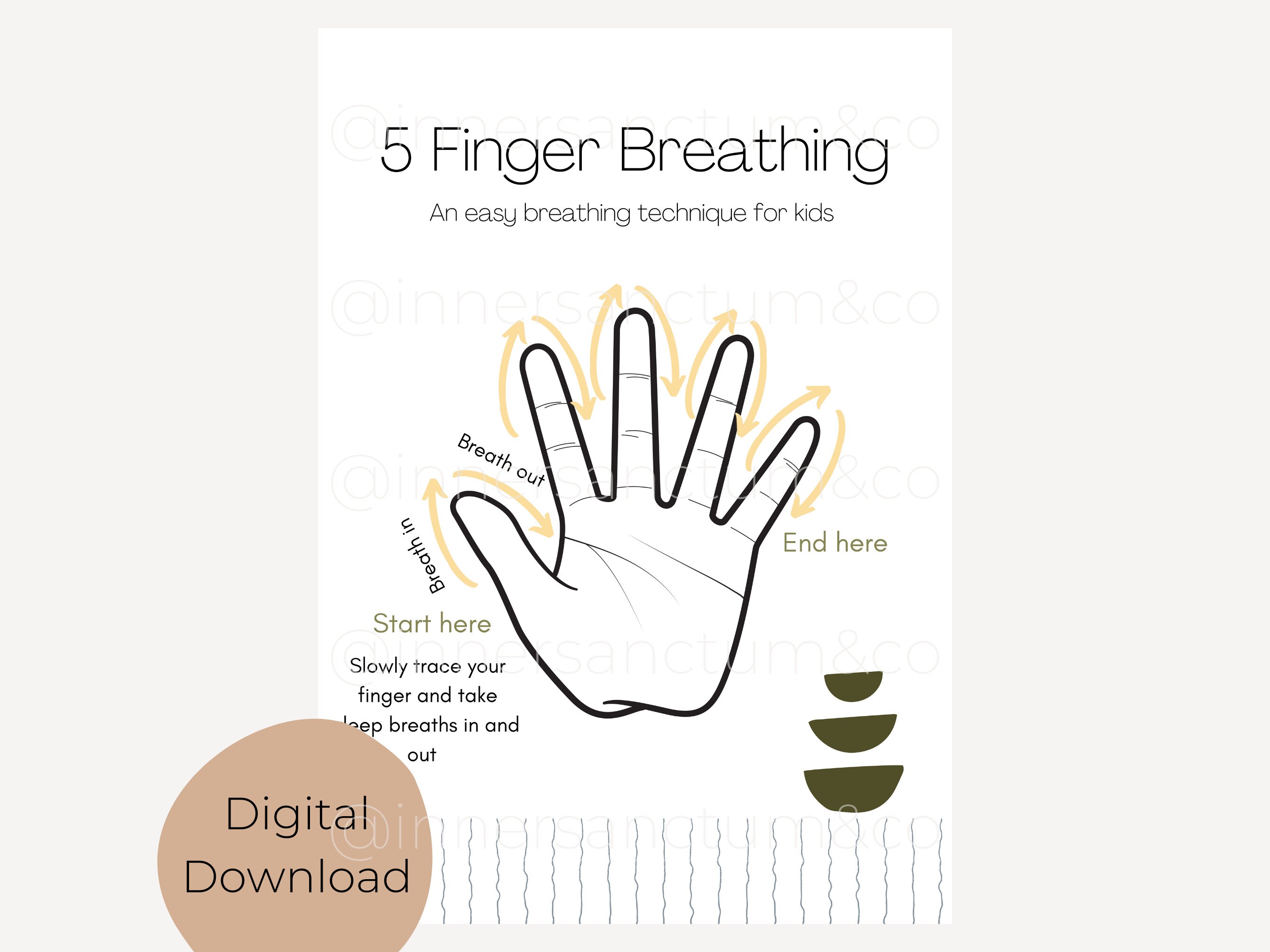 5 Finger Breathing Exercise Social Worker, Therapy Office Decor, Self ...