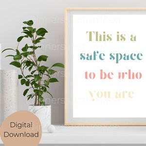 Safe Space Poster Social Worker, Therapy Office Decor, Self Care ...