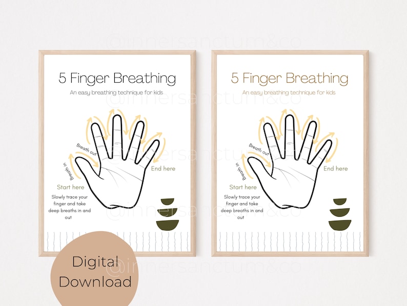 5 Finger Breathing Exercise Social Worker, Therapy Office Decor, Self ...
