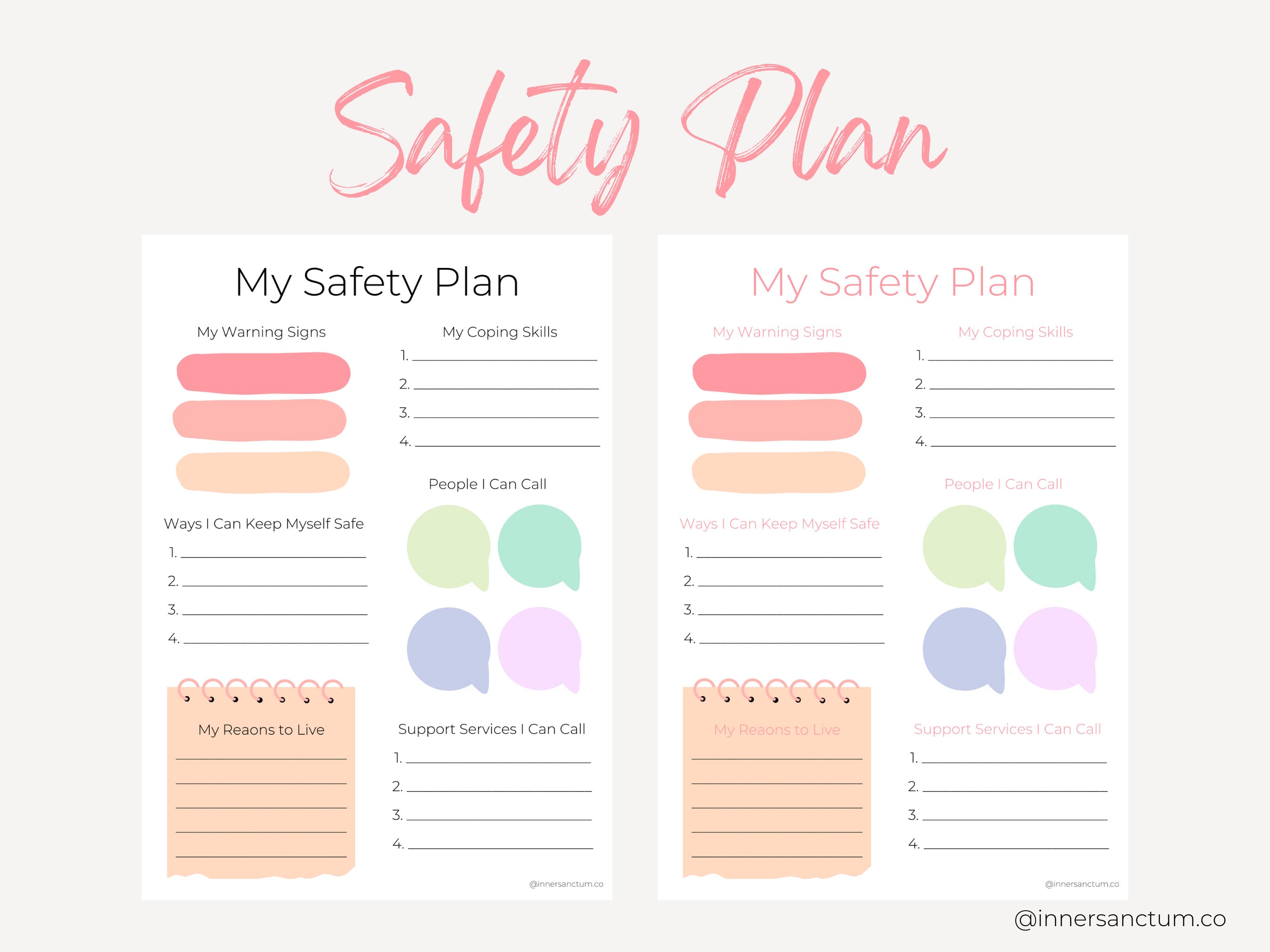 Printable Safety Crisis Plan Worksheet Therapy Aid, School Counselor ...