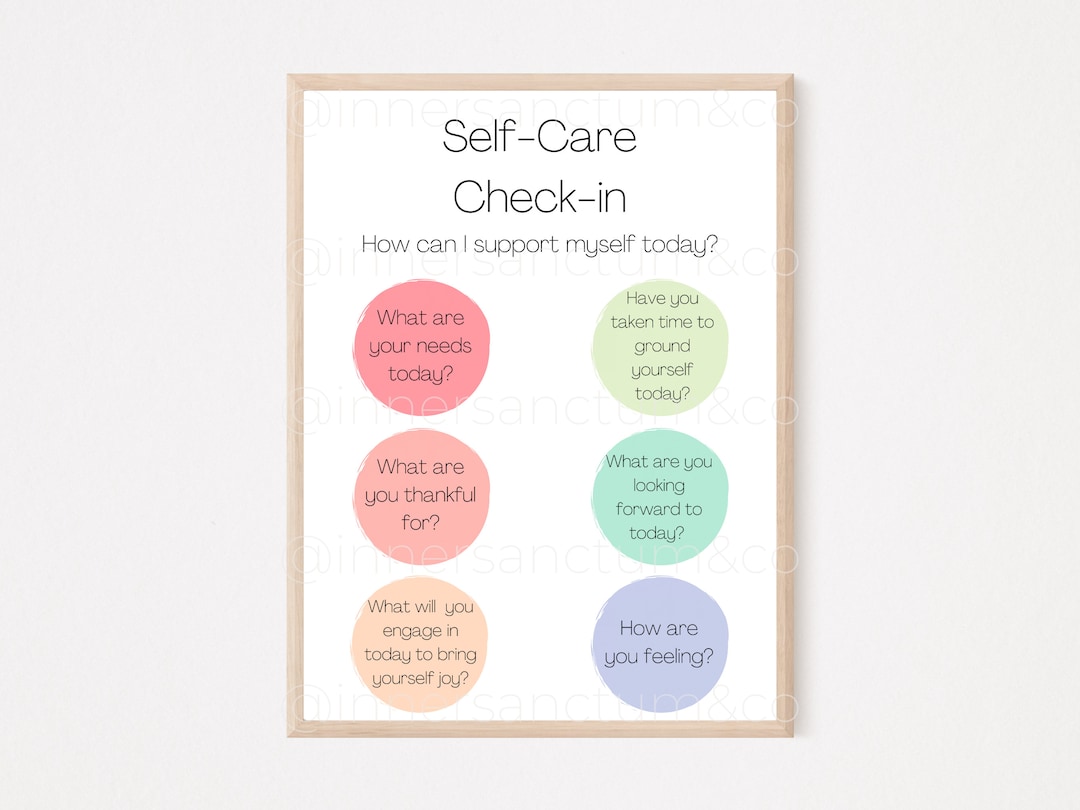 Self Care Check-in Social Worker, Therapy Office Decor, Self Care ...