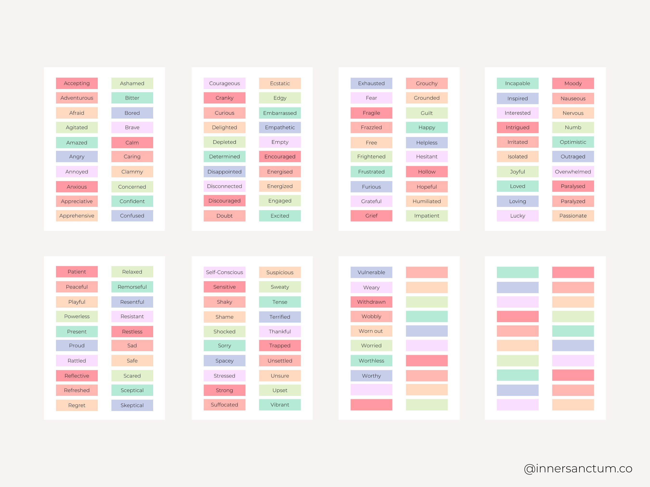 125 Jenga Feeling & Emotions Cards Social Psychology,table Talk Family ...
