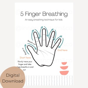5 Finger Breathing Exercise Social Worker, Therapy Office Decor, Self ...