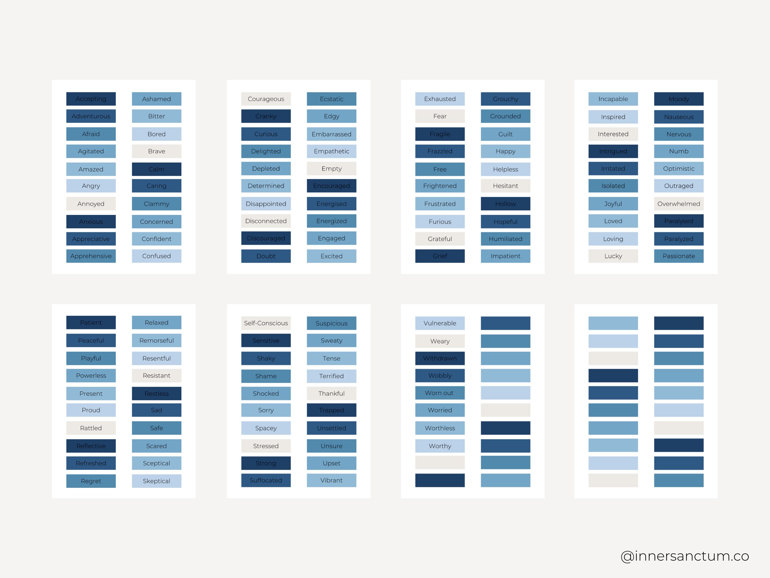 125 Jenga Feeling & Emotions Cards Social Psychology,table Talk Family ...