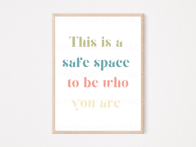 Safe Space Poster Social Worker, Therapy Office Decor, Self Care ...