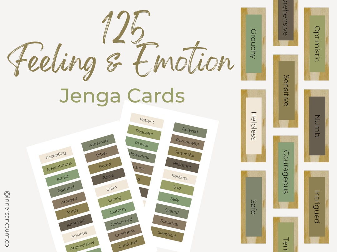 125 Jenga Feeling & Emotions Cards Social Psychology,table Talk Family ...