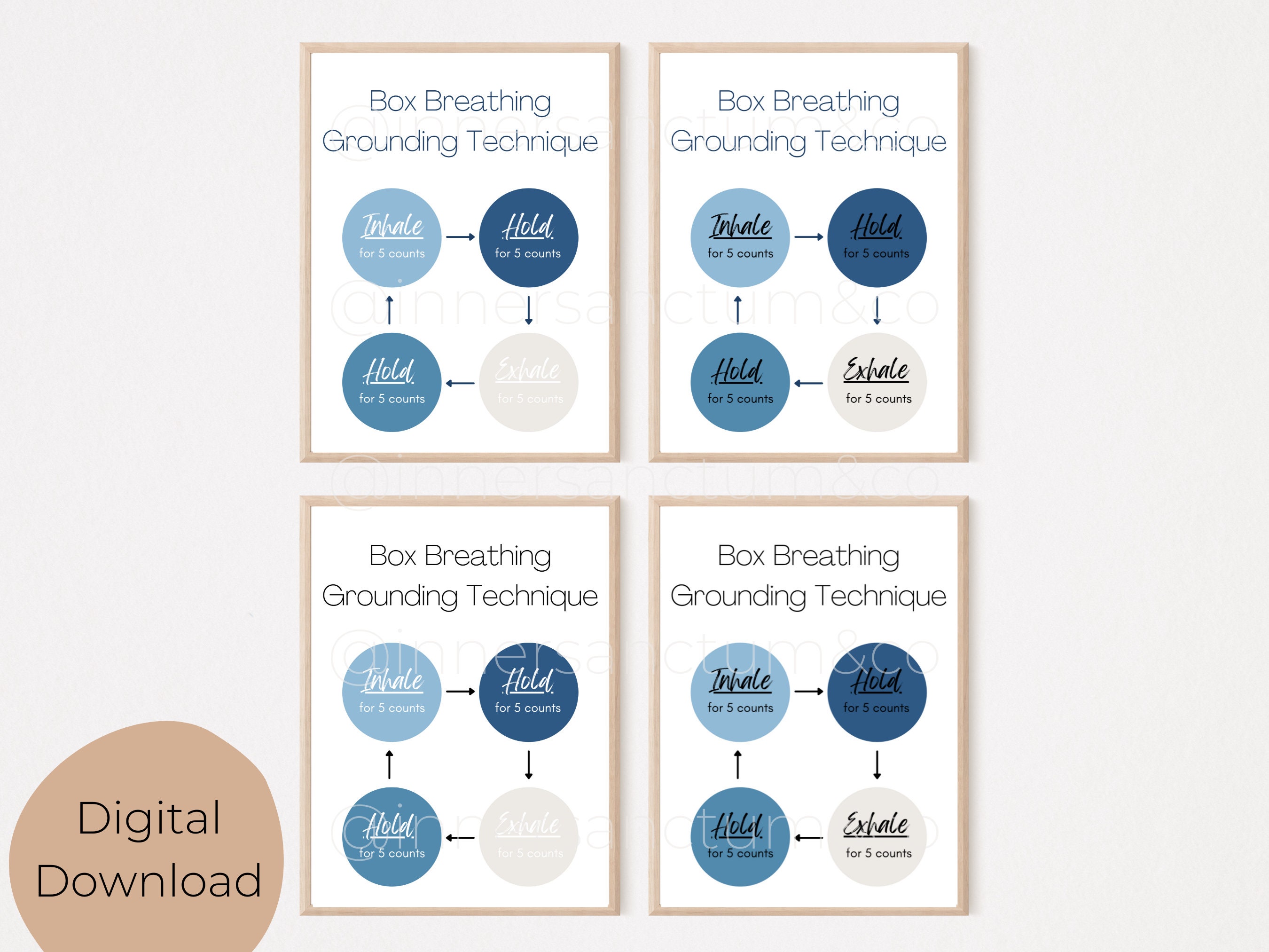 Mindfulness Breathing Poster Social Worker, Therapy Office Decor, Self ...