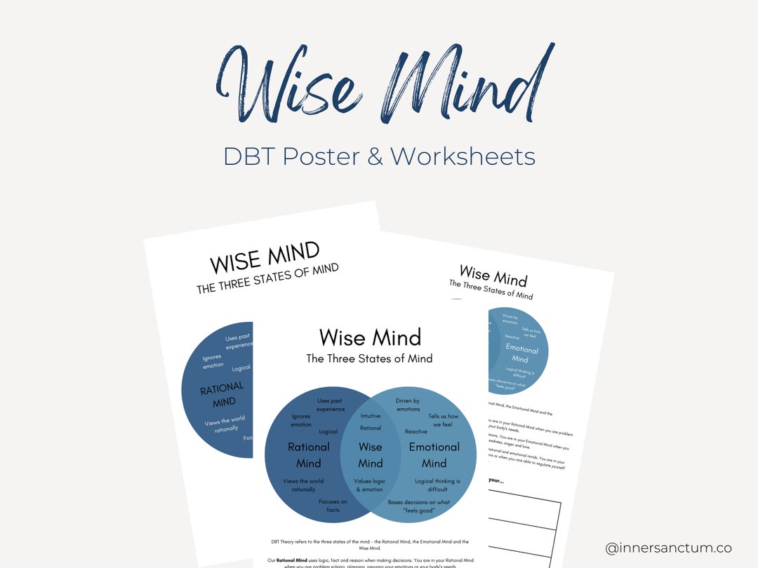 Wise Mind Poster, DBT Wise Mind Worksheets, DBT Skills, DBT, Therapy ...