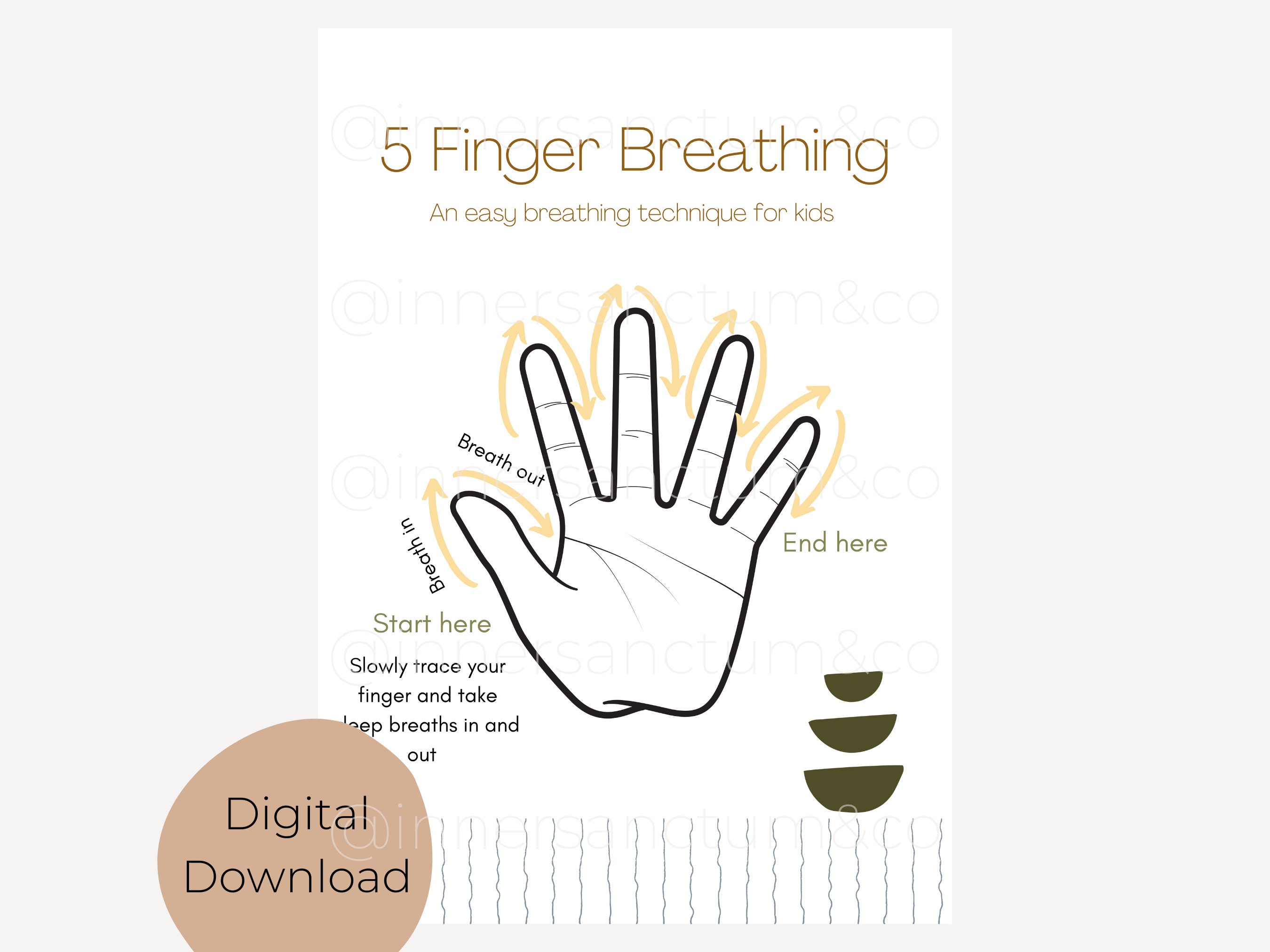 5 Finger Breathing Exercise Social Worker, Therapy Office Decor, Self ...