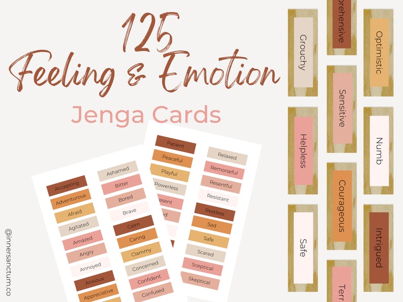 125 Jenga Feeling & Emotions Cards Social Psychology,table Talk Family ...