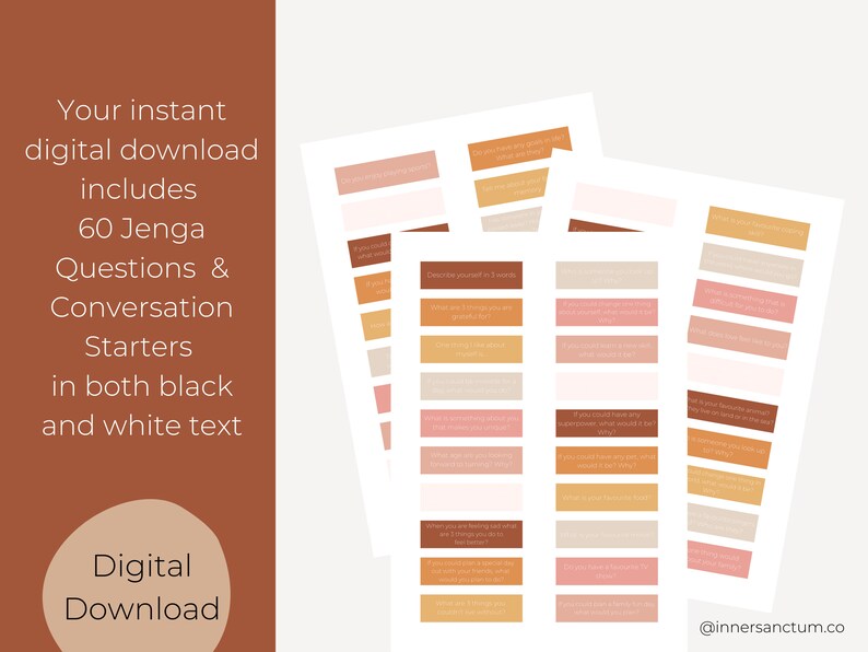 Jenga Questions & Conversation Starter Cards Social - Etsy