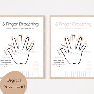 5 Finger Breathing Exercise Social Worker, Therapy Office Decor, Self ...