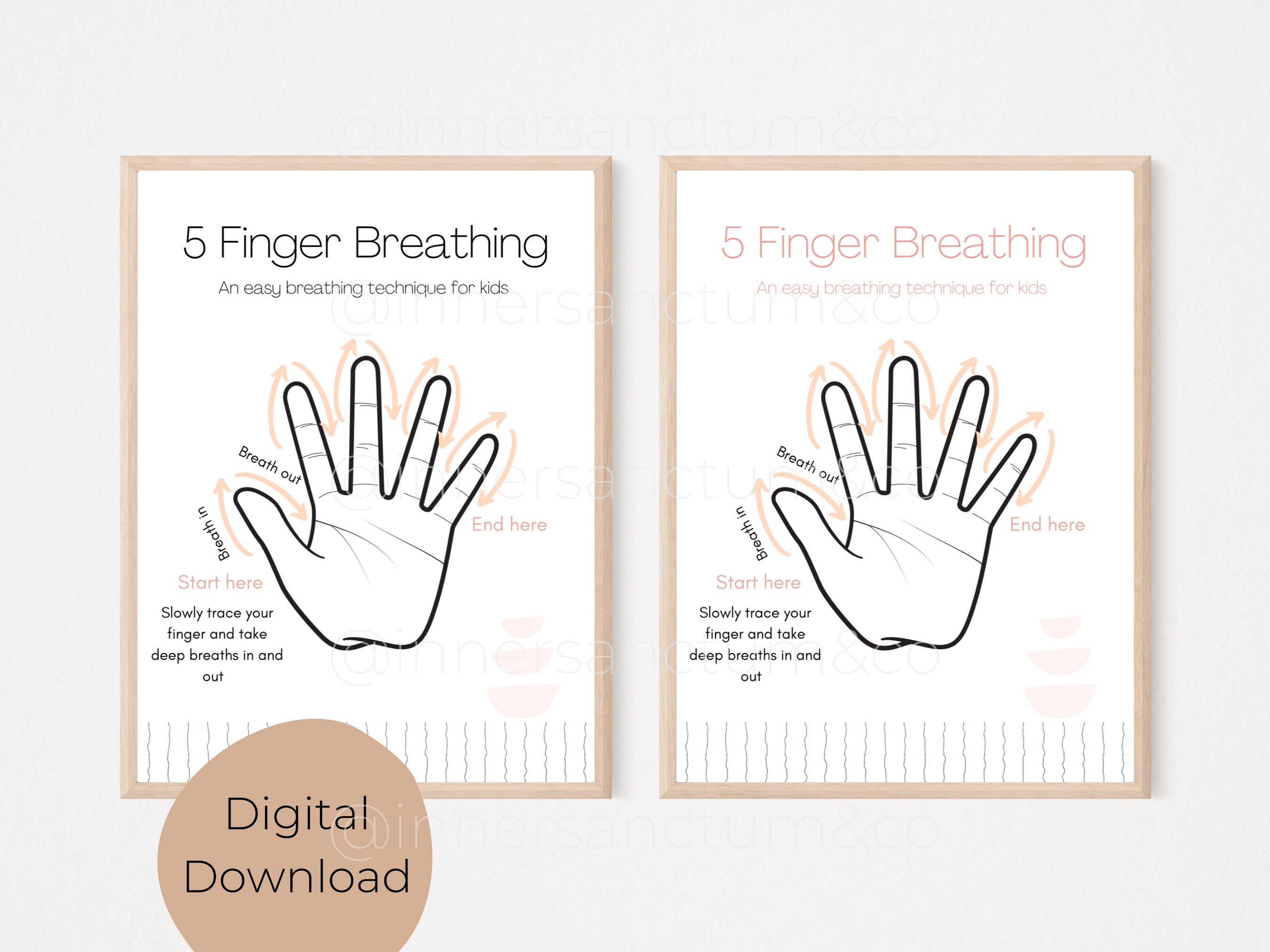 5 Finger Breathing Exercise Social Worker, Therapy Office Decor, Self ...