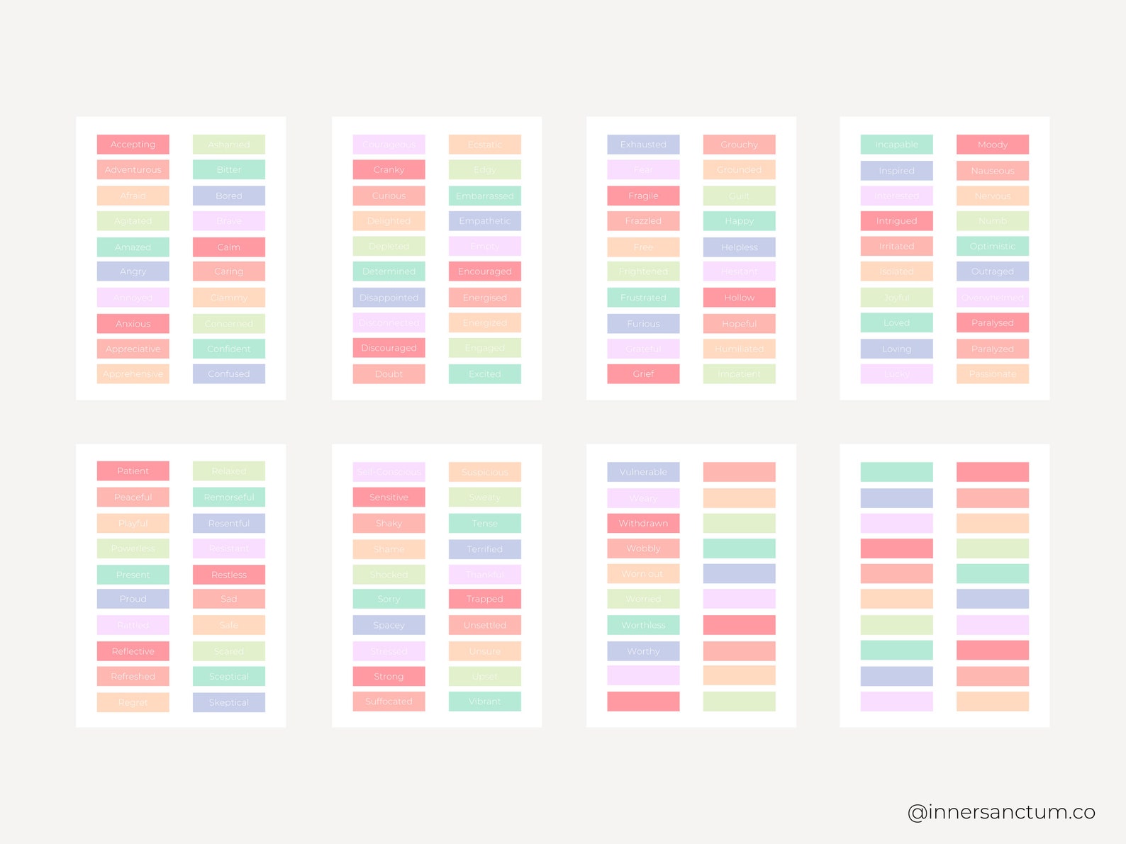 125 Jenga Feeling & Emotions Cards Social Psychology,table Talk Family ...