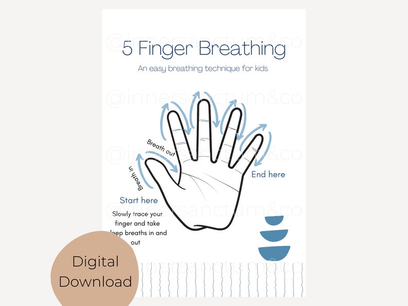 5 Finger Breathing Exercise Social Worker Therapy Office - Etsy