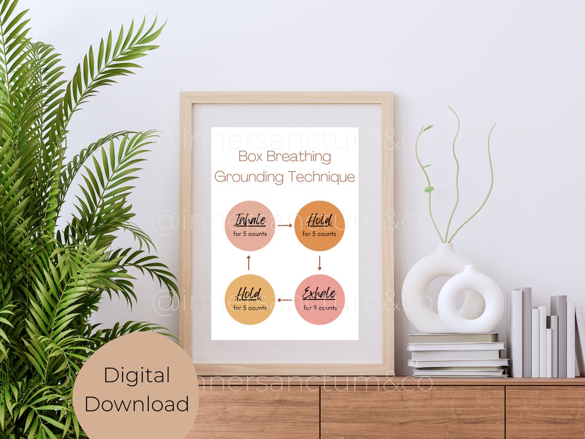 Mindfulness Breathing Poster Social Worker, Therapy Office Decor, Self ...