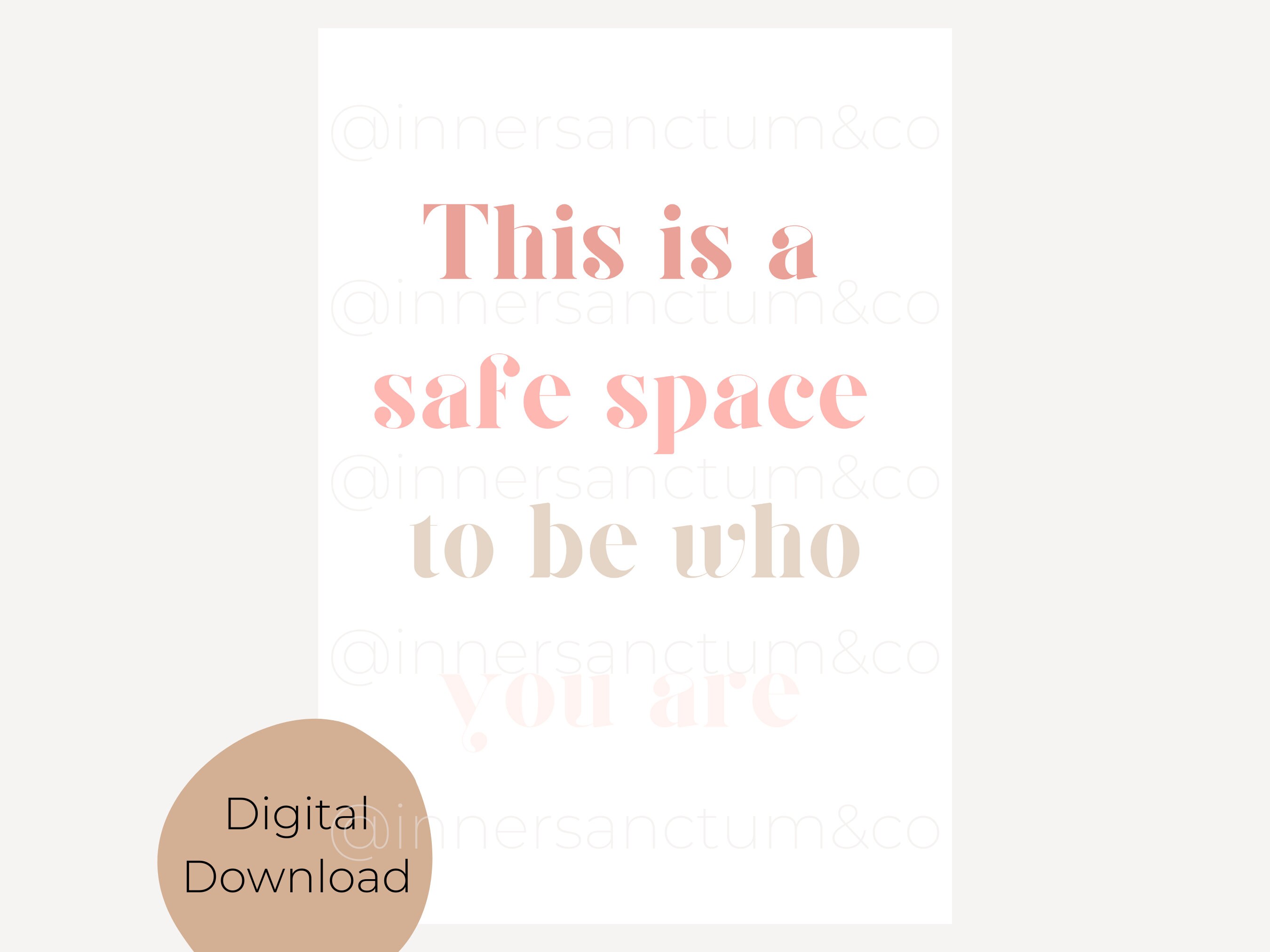 Safe Space Poster Social Worker, Therapy Office Decor, Self Care ...