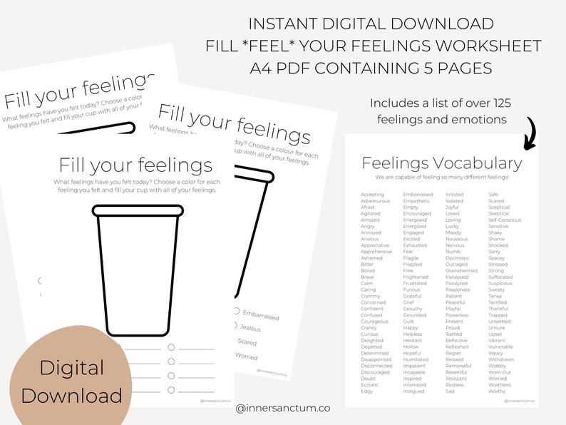 Fill Your Feelings Worksheet Emotions, Social Worker, Mental Health ...