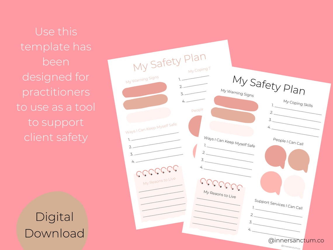 Printable Safety Crisis Plan Worksheet Therapy Aid, School Counselor ...