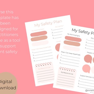 Printable Safety Crisis Plan Worksheet Therapy Aid, School Counselor ...