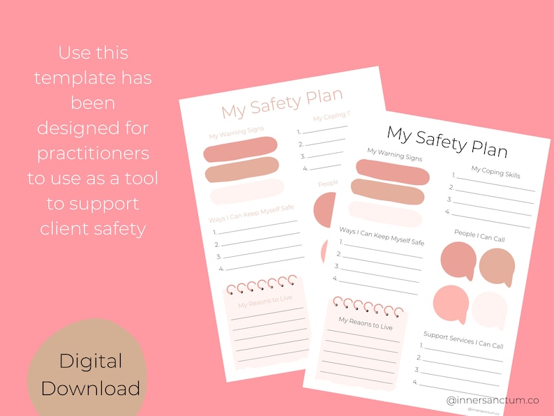 Printable Safety Crisis Plan Worksheet Therapy Aid, School Counselor ...