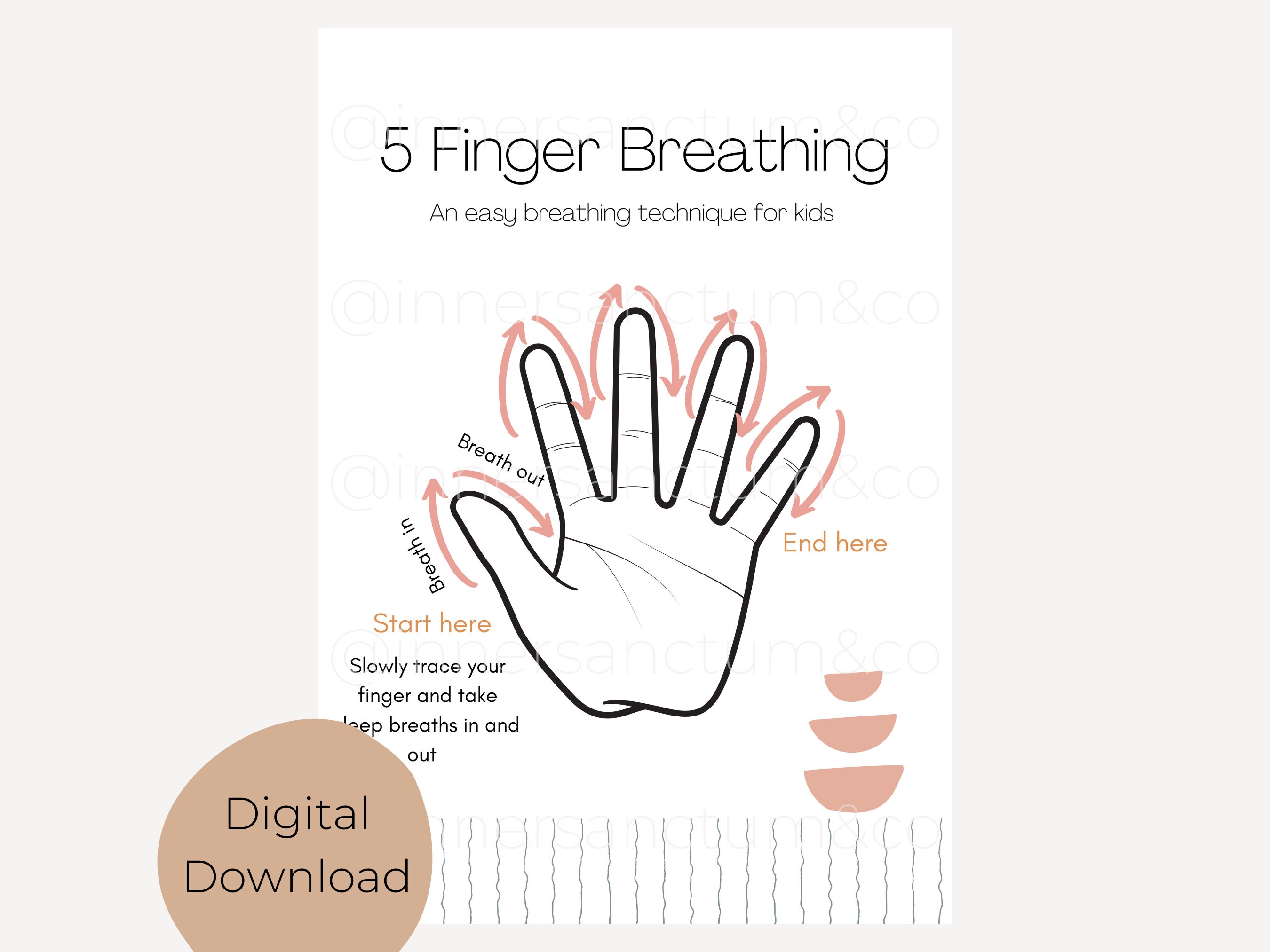 5 Finger Breathing Exercise Social Worker Therapy Office - Etsy