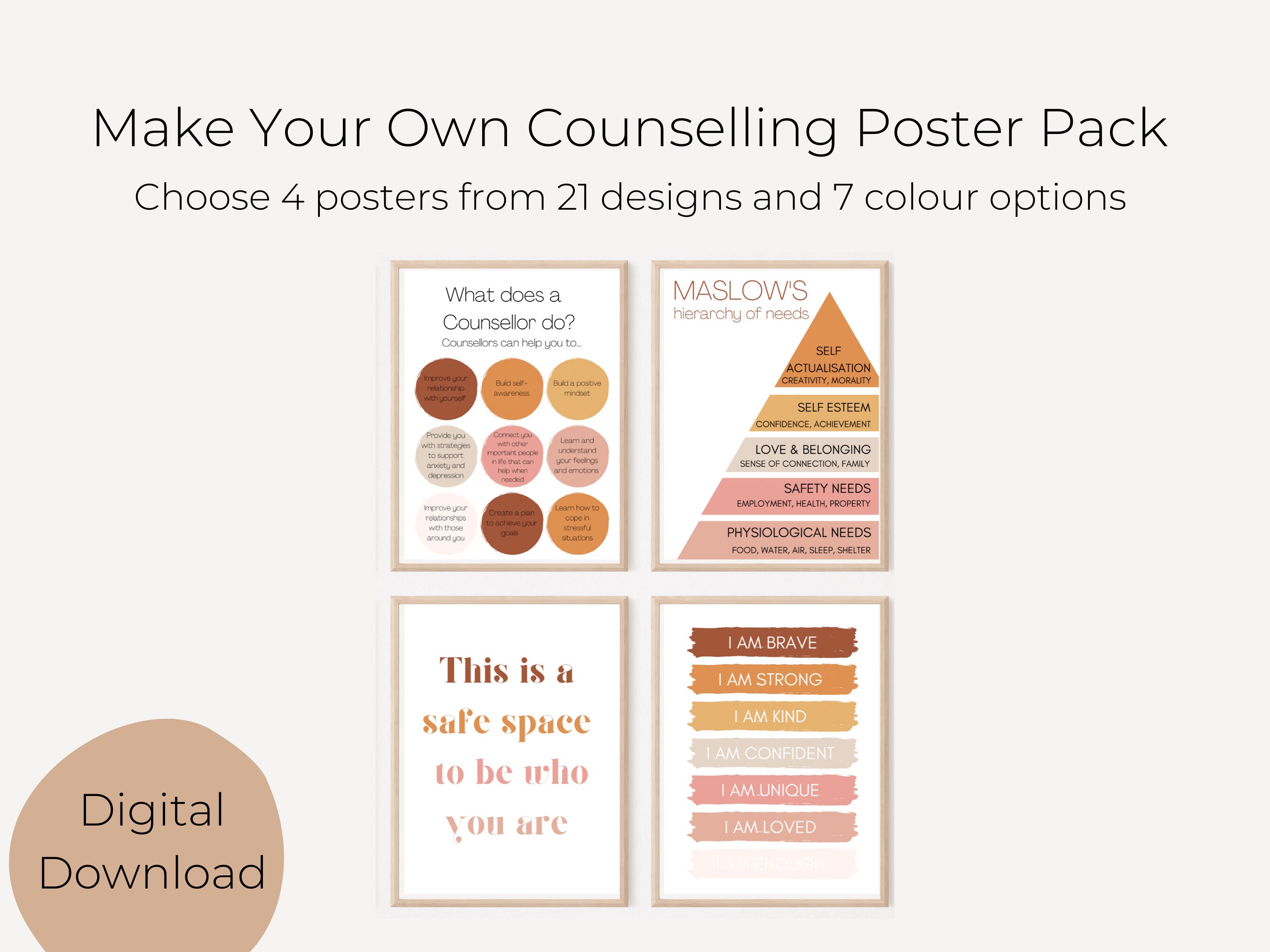 Make Your Own Bundle Set of 4 Counselling Posters Social Worker|Therapy ...