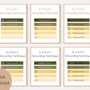 5-4-3-2-1 Grounding Technique Social Worker, Therapy Office Decor, Self ...