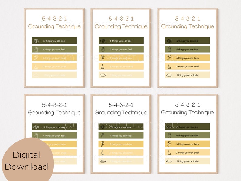 5-4-3-2-1 Grounding Technique Social Worker, Therapy Office Decor, Self ...