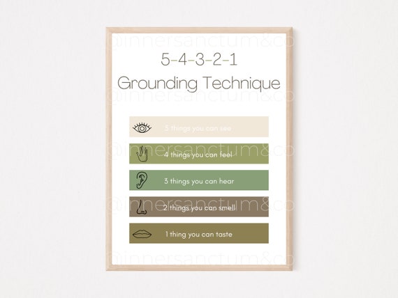5-4-3-2-1 Grounding Technique Social Worker Therapy Office | Etsy