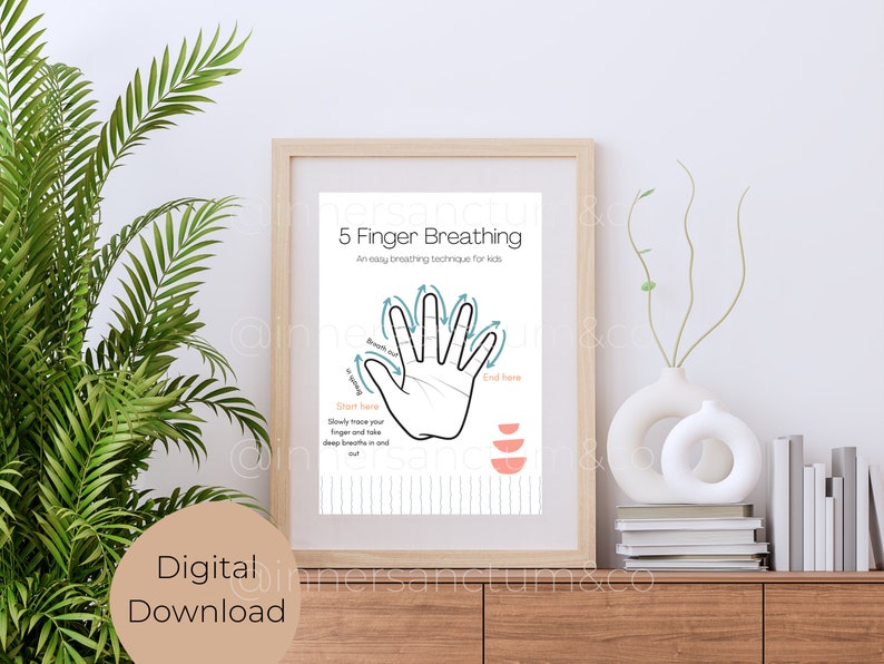 5 Finger Breathing Exercise Social Worker, Therapy Office Decor, Self ...