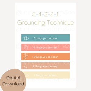 5-4-3-2-1 Grounding Technique Social Worker, Therapy Office Decor, Self ...