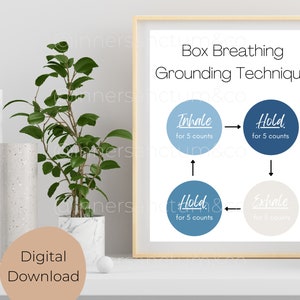 Mindfulness Breathing Poster Social Worker, Therapy Office Decor, Self ...