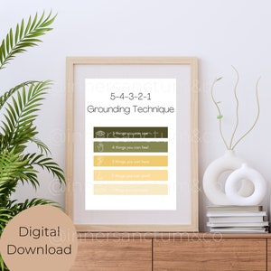 5-4-3-2-1 Grounding Technique Social Worker, Therapy Office Decor, Self ...