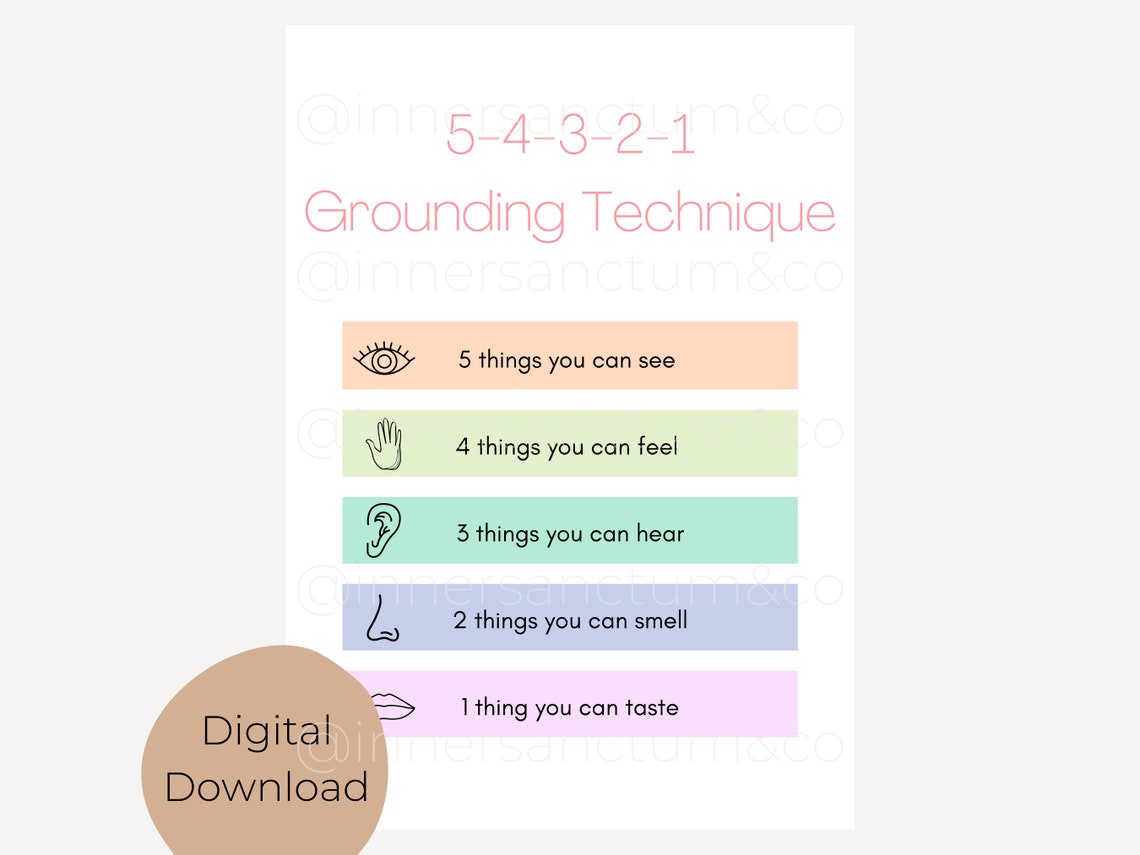 5-4-3-2-1 Grounding Technique Social Worker Therapy Office - Etsy