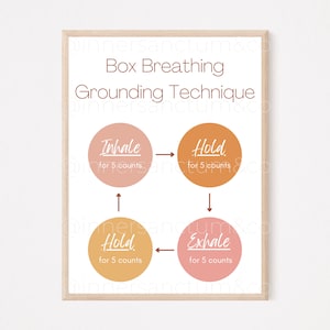 Mindfulness Breathing Poster Social Worker, Therapy Office Decor, Self ...