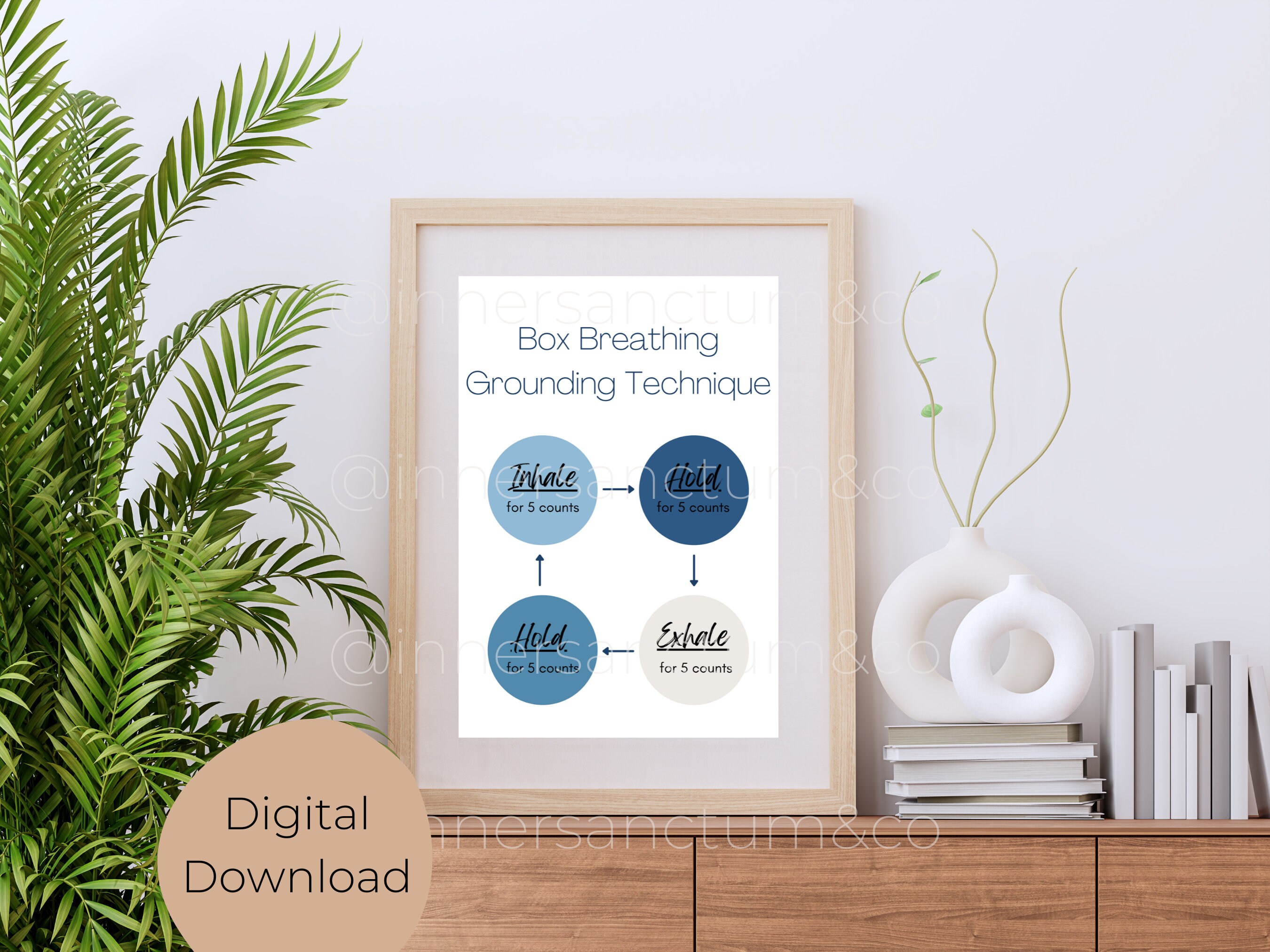 Mindfulness Breathing Poster Social Worker, Therapy Office Decor, Self ...
